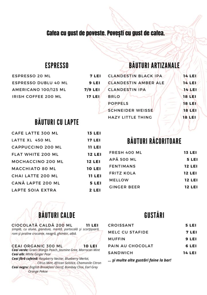 Meniu Complet - Uzin Coffee Shop